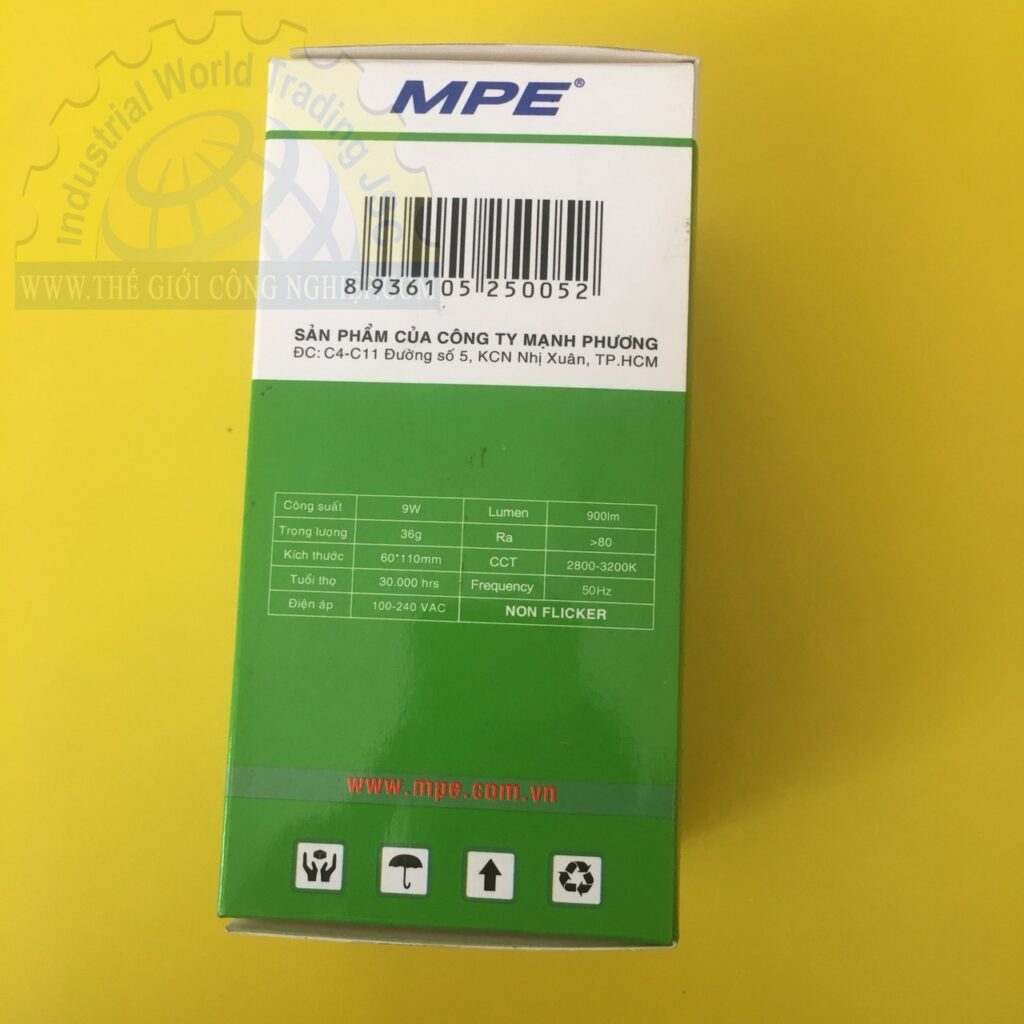 Bóng đèn led buld 9w, ánh sáng vàng, kích thước ø60 x 118mm LBD-9V Mpe ...