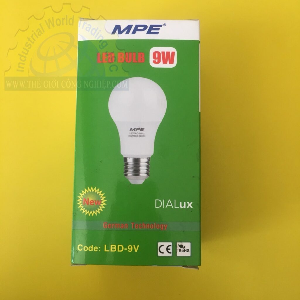 Bóng đèn led buld 9w, ánh sáng vàng, kích thước ø60 x 118mm LBD-9V Mpe ...